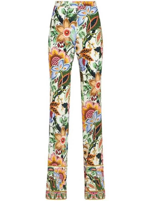 Etro Floral-print Straight-leg Trousers