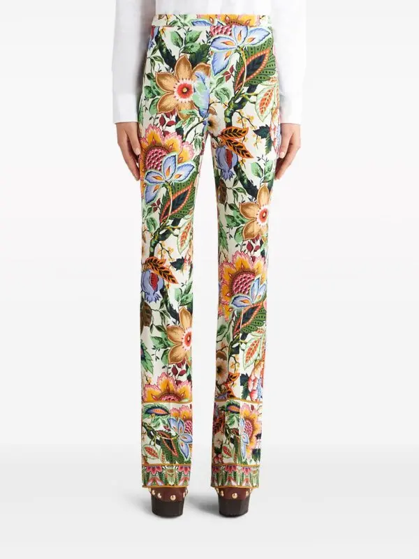 Etro Floral-print Straight-leg Trousers