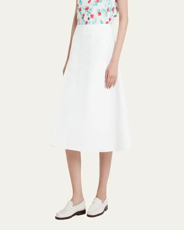 Marni Flared Midi Skirt With Double Pleating