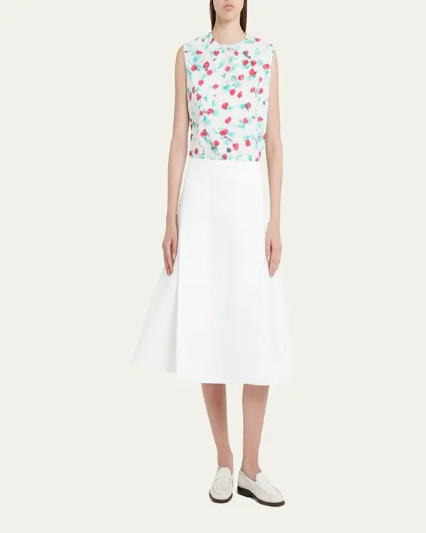 Marni Flared Midi Skirt With Double Pleating