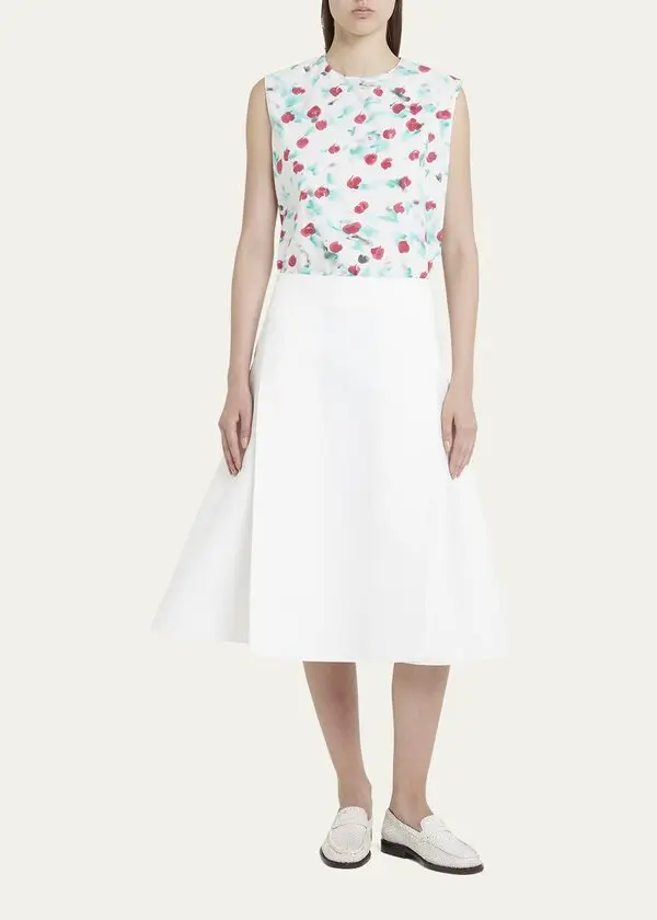 Marni Flared Midi Skirt With Double Pleating