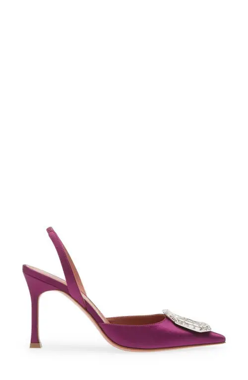 Amina Muaddi Camelia Crystal Buckle Slingback Pumps - Amethyst
