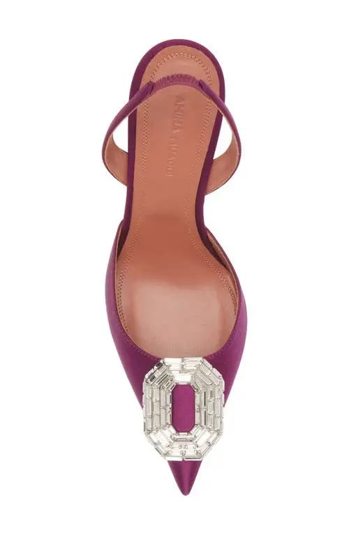 Amina Muaddi Camelia Crystal Buckle Slingback Pumps - Amethyst
