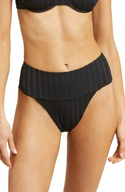 Vitamin A® Emmi High-waisted Rib Bikini Bottoms - Black Super Rib