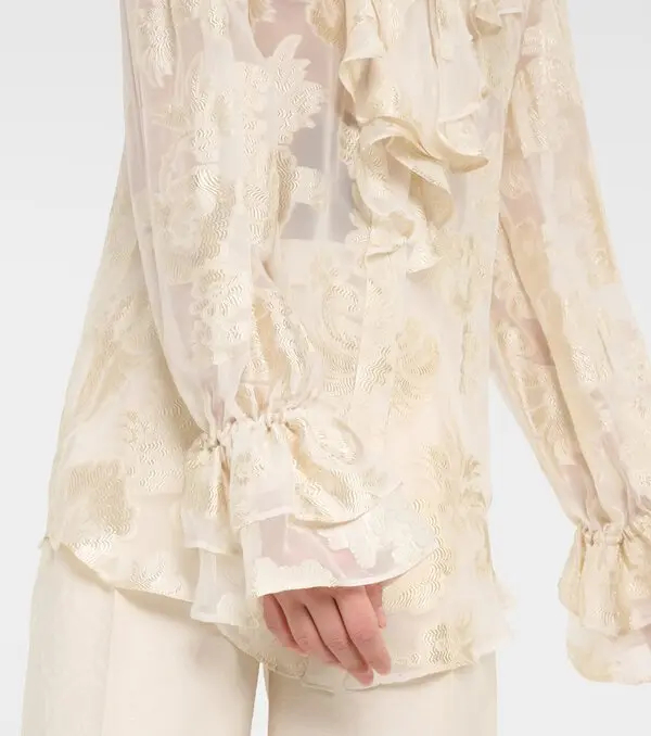 Etro Ruffled Floral Silk-crepon Blouse