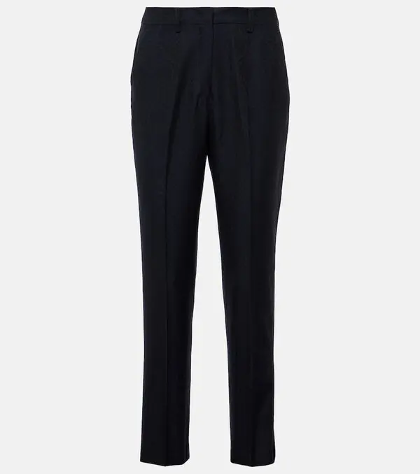 Etro Printed Cotton-blend Jacquard Slim Pants - Blue