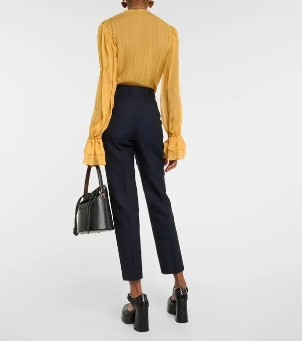 Etro Printed Cotton-blend Jacquard Slim Pants
