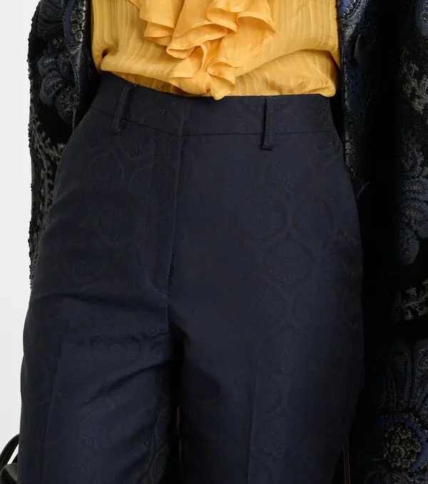 Etro Printed Cotton-blend Jacquard Slim Pants