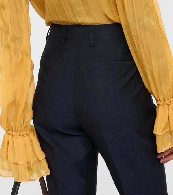 Etro Printed Cotton-blend Jacquard Slim Pants