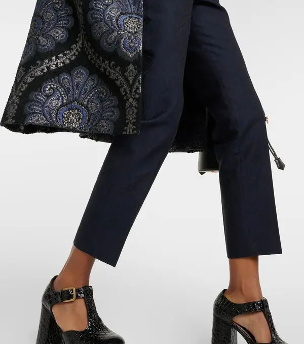 Etro Printed Cotton-blend Jacquard Slim Pants