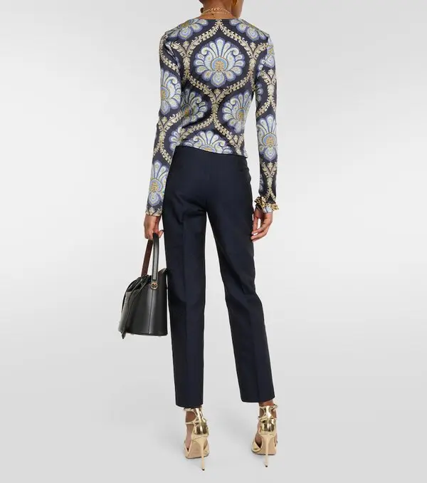 Etro Scoop-neck Paisley Jersey Top