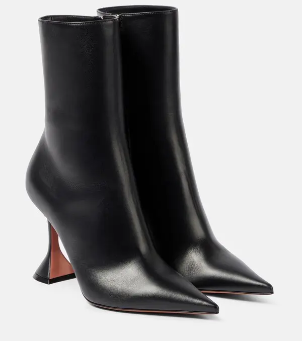 Amina Muaddi Giorgia 95 Leather Ankle Boots