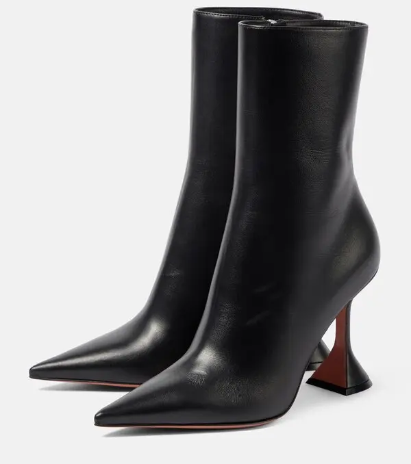 Amina Muaddi Giorgia 95 Leather Ankle Boots
