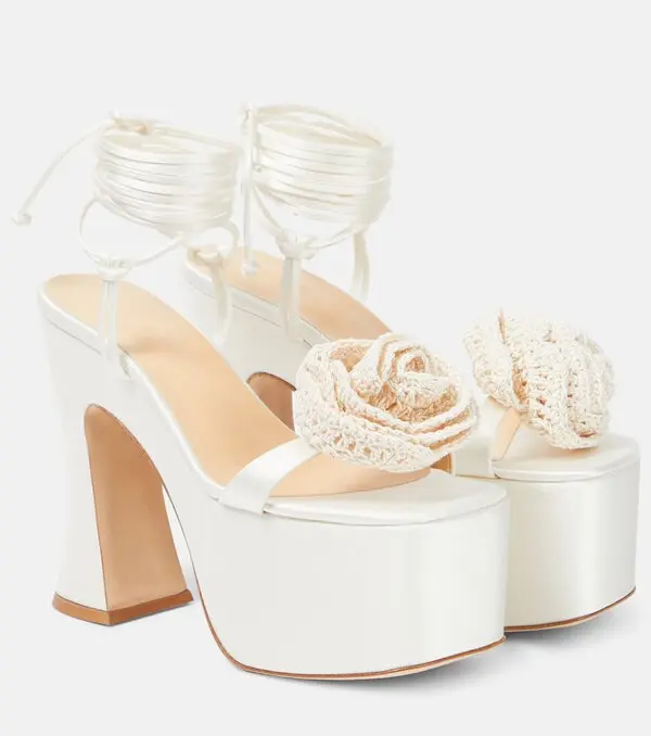 Magda Butrym Floral-appliqué Platform Sandals - White
