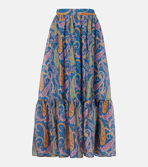 Etro Paisley Cotton And Silk Maxi Skirt - Multicoloured