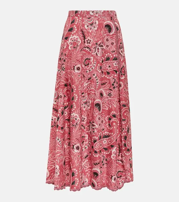 Etro Paisley Cotton And Silk Maxi Skirt - Red