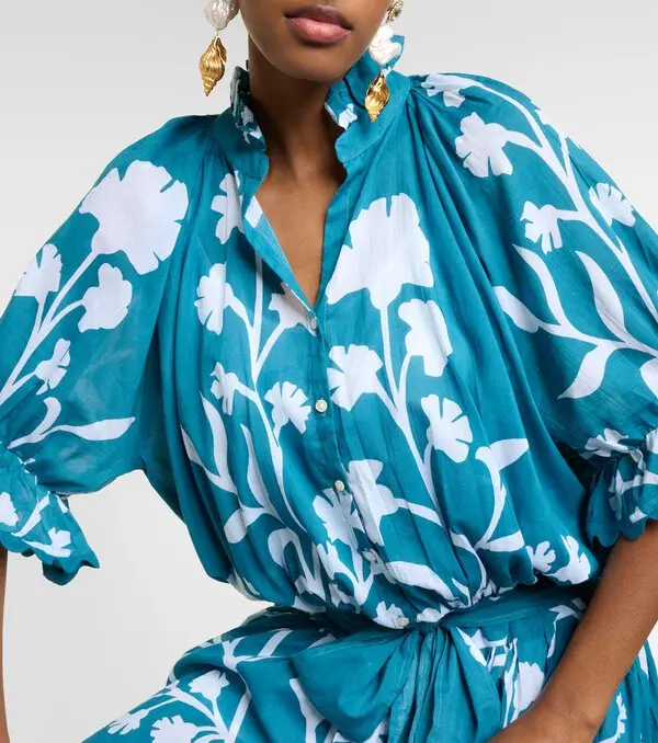JULIET DUNN Majorelle Cotton Poplin Shirt Dress