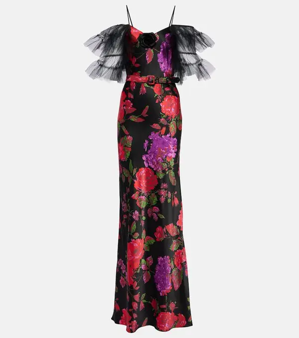 RODARTE Tiered Silk Tulle Gown - Black