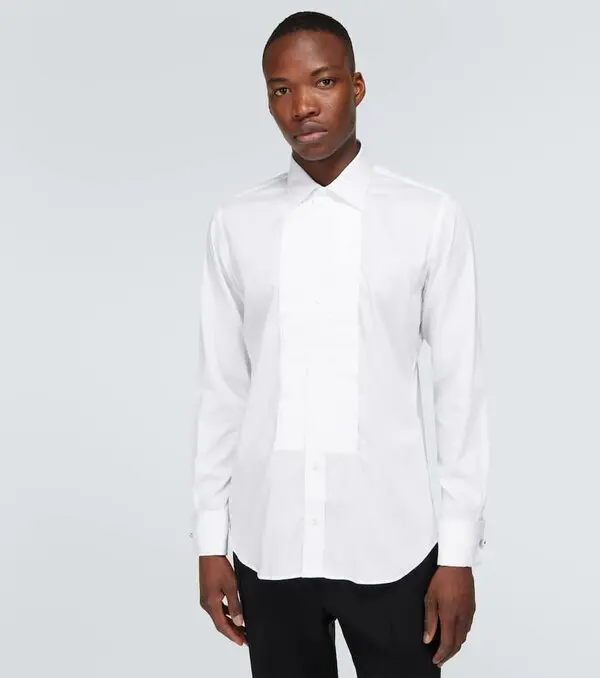 Thom Sweeney Cotton-blend Poplin Tuxedo Shirt