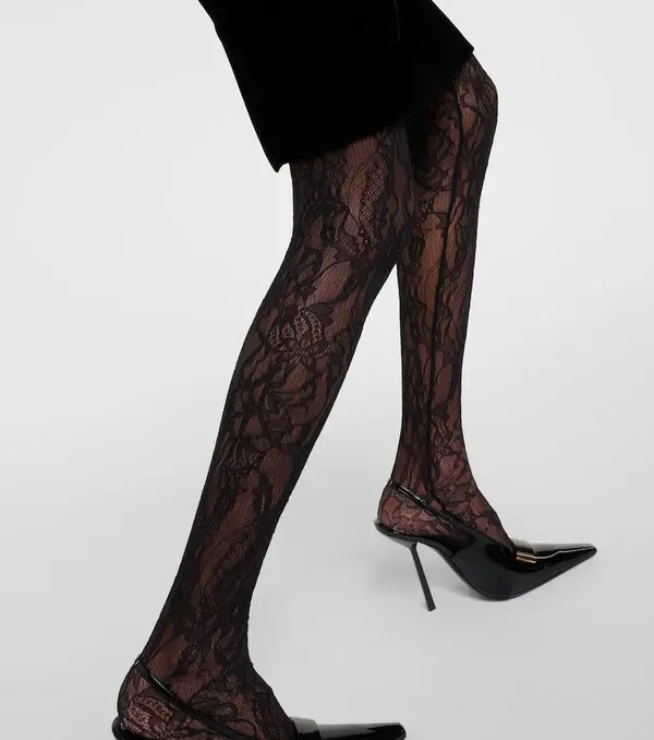 Wardrobe.NYC Lace Tights - Black