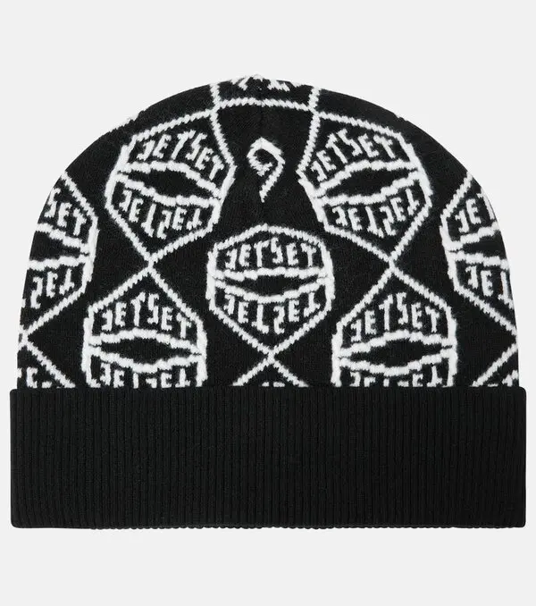 JETSET Logo Wool-blend Beanie - Black