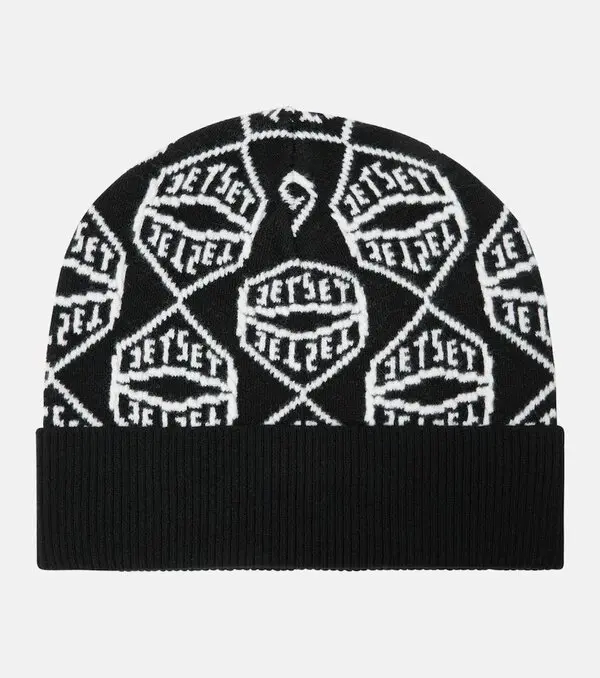 JETSET Logo Wool-blend Beanie - Black
