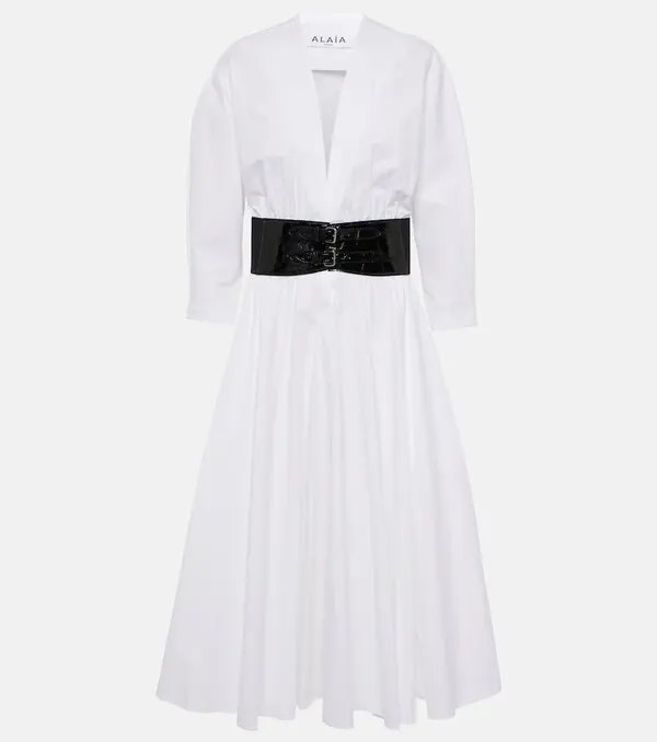 Alaïa Cotton Midi Dress - White