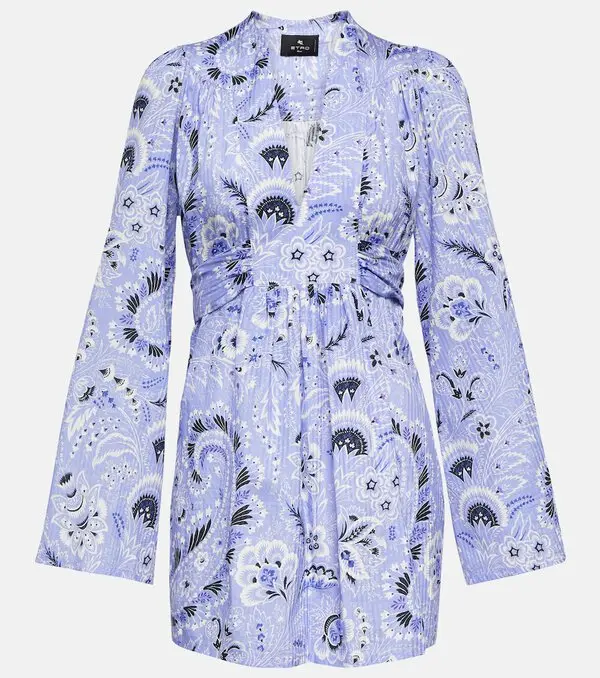 Etro Printed Cotton-blend Minidress - Blue