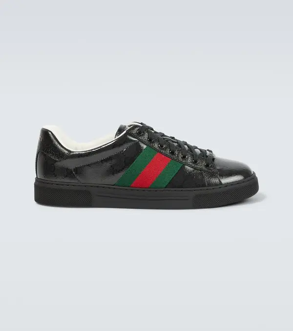 Gucci Ace Gg Crystal Canvas Sneakers - Black | Editorialist