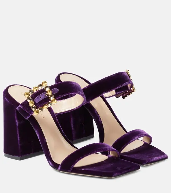 GIANVITO ROSSI Wondy Embellished Velvet Mules