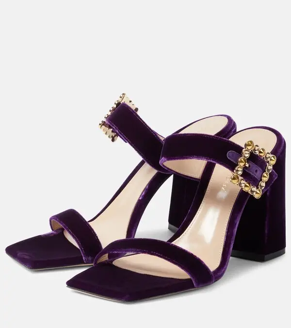 GIANVITO ROSSI Wondy Embellished Velvet Mules