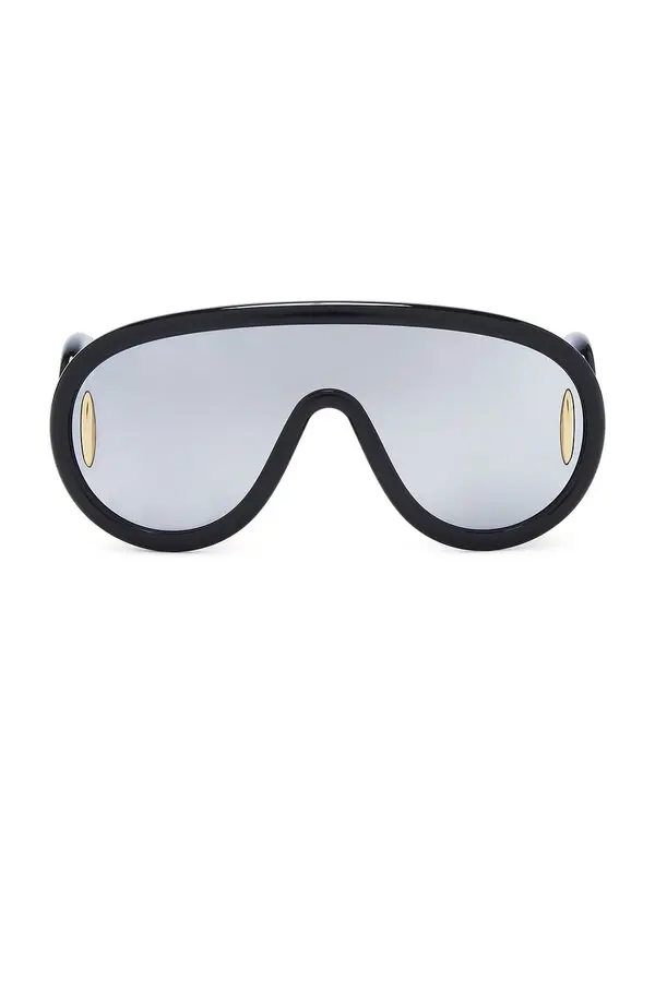 Loewe Wave Mask Sunglasses - Shiny Black & Smoke Mirror