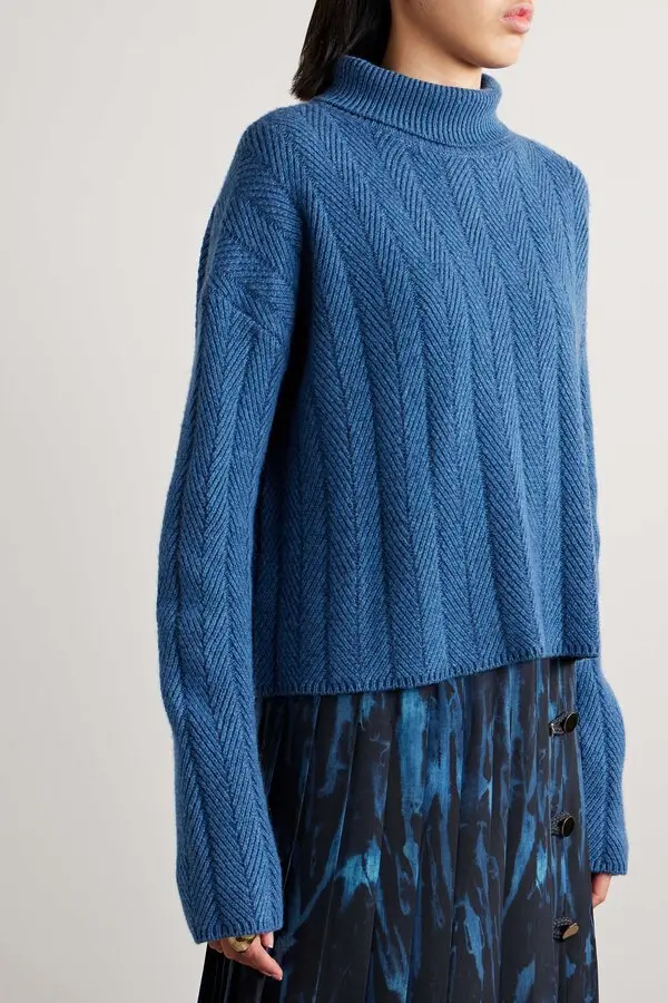 Altuzarra Terence Herringbone Cashmere Turtleneck Sweater