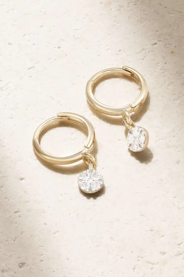 STONE AND STRAND Disco 10-karat Diamond Hoop Earrings