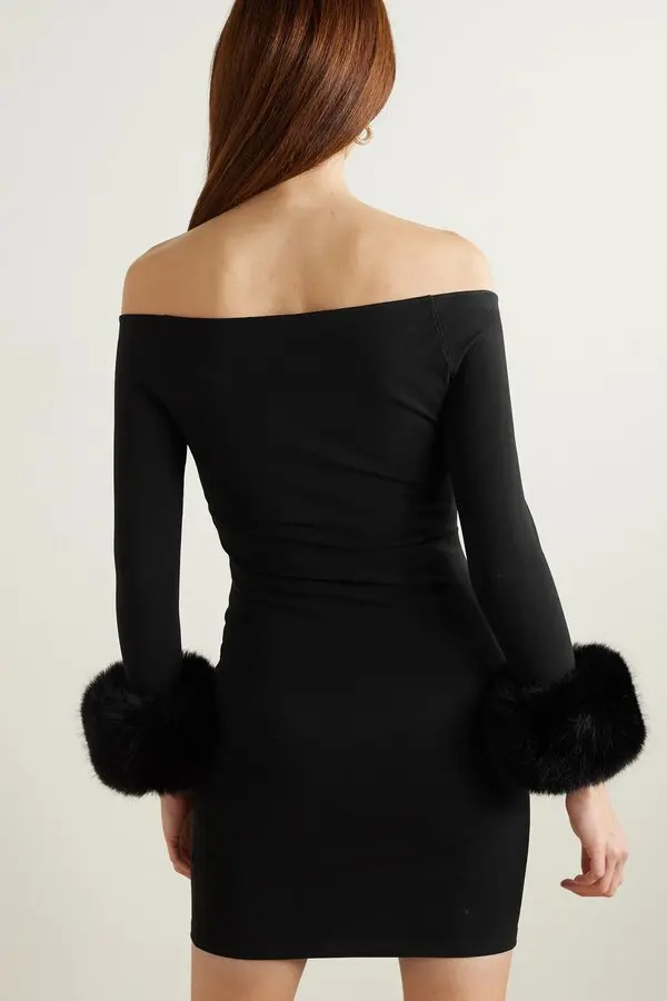 black off shoulder party dress Morgan Off Shoulder Mini Dress