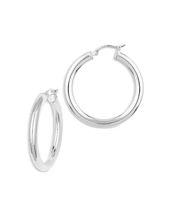 Aqua Bloomingdale's Fine Collection Polished Sterling Tube Hoop Earrings - Silver