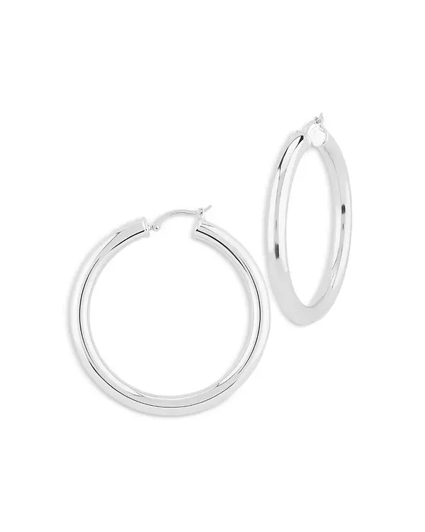 Aqua Bloomingdale's Fine Collection Sterling Tube Hoop Earrings - Silver