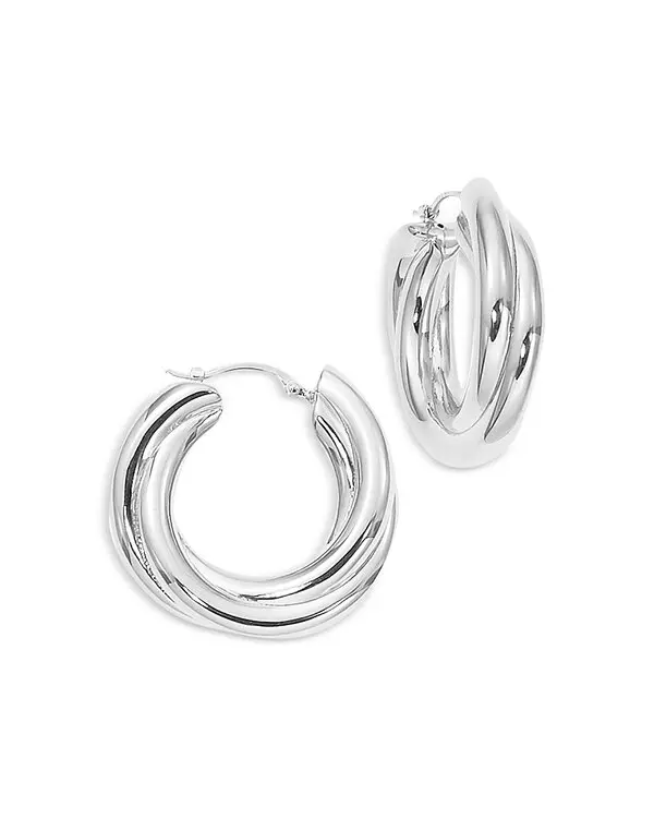Aqua Bloomingdale's Fine Collection Triple Twist Hoop Earrings - Silver