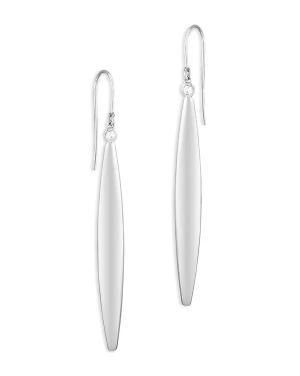 Aqua Elongated Oval Drop Fine Earrings - Silver