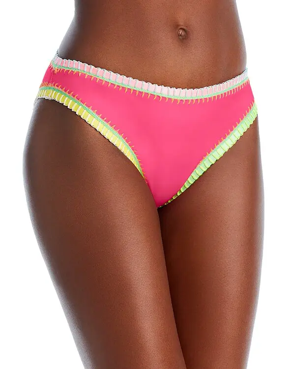 PLATINUM INSPIRED BY SOLANGE FERRARINI Crochet Trim High-waist Bikini Bottom - Bubble Gum