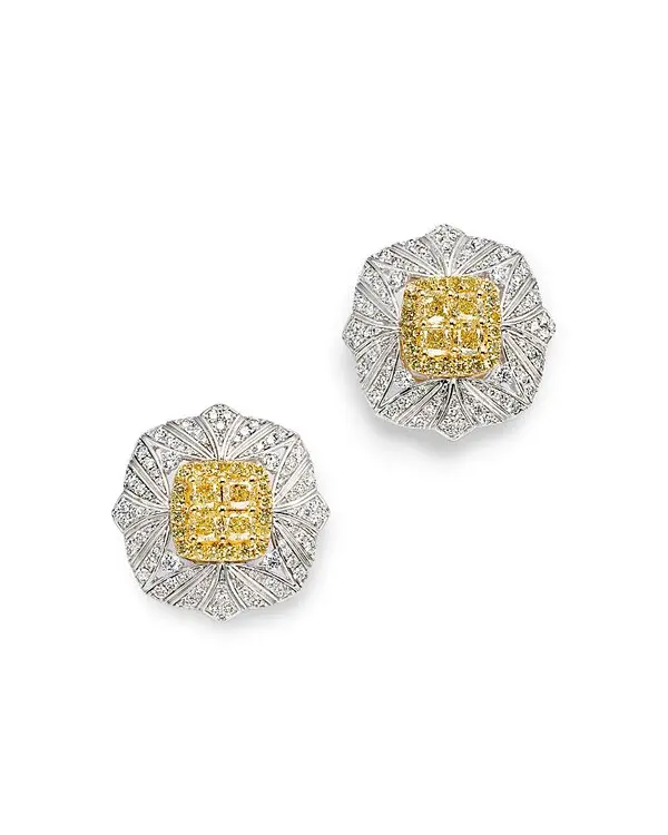 Bloomingdale'S 14k Yellow & White Gold 3.90 Tcw Diamond Halo Stud Earrings - Yellow/white