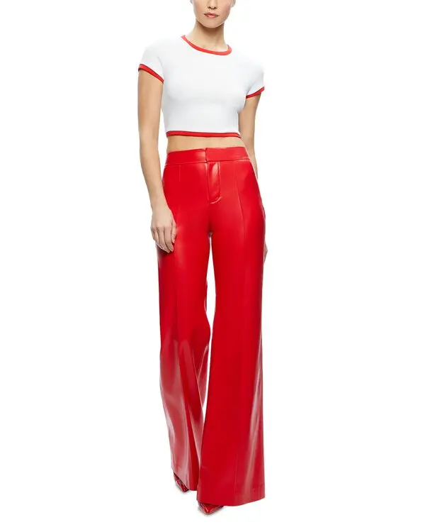 Alice + Olivia Dylan High-waisted Wide Leg Pants - Bright Ruby