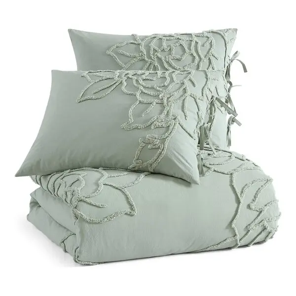 PERI HOME Chenille Rose Comforter Set, King - Green