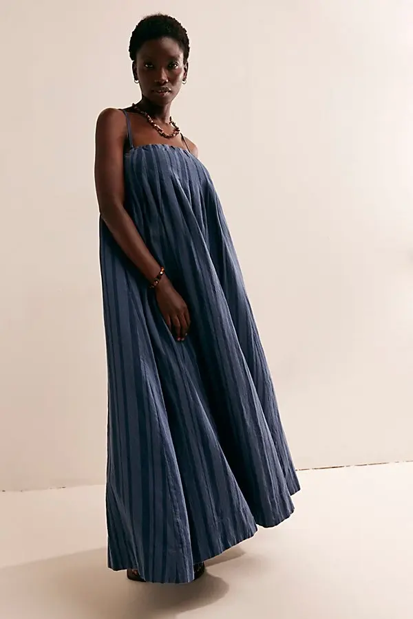 free people denim maxi dress Light Denim Puff Sleeve Babydoll Dress main image 1