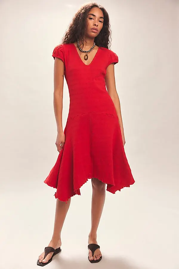 Free People Evangeline Midi Dress - High Risk Red