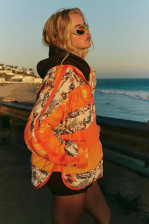 Free People Pippa Printed Packable Puffer Jacket - Tree Landscape Combo
