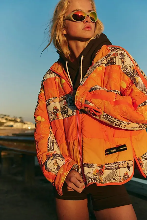 Free People Pippa Printed Packable Puffer Jacket - Tree Landscape Combo