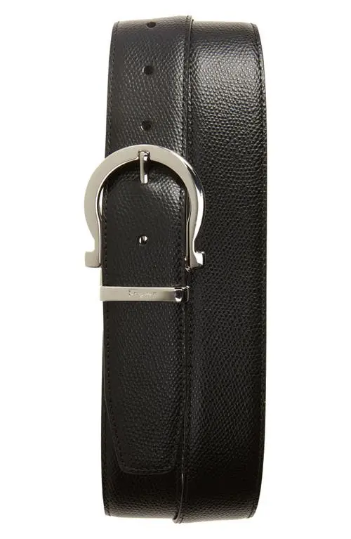 FERRAGAMO Reversible Textured Belt - Nero