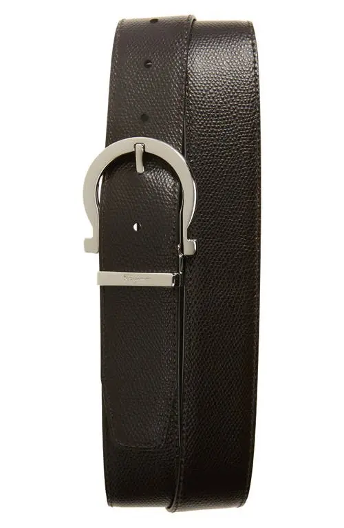 FERRAGAMO Reversible Textured Belt - Nero