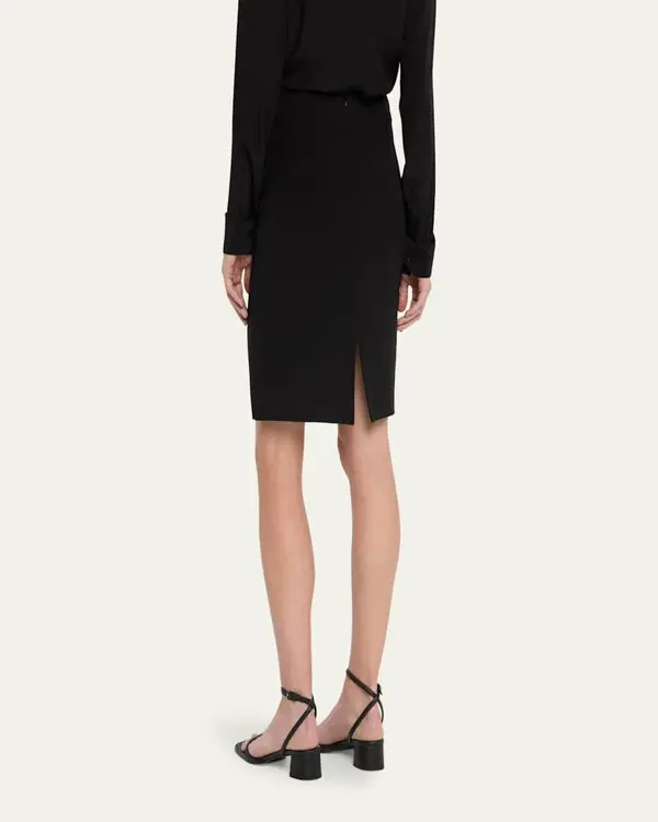 Giorgio Armani Silk Cady Pencil Skirt - Solid Black